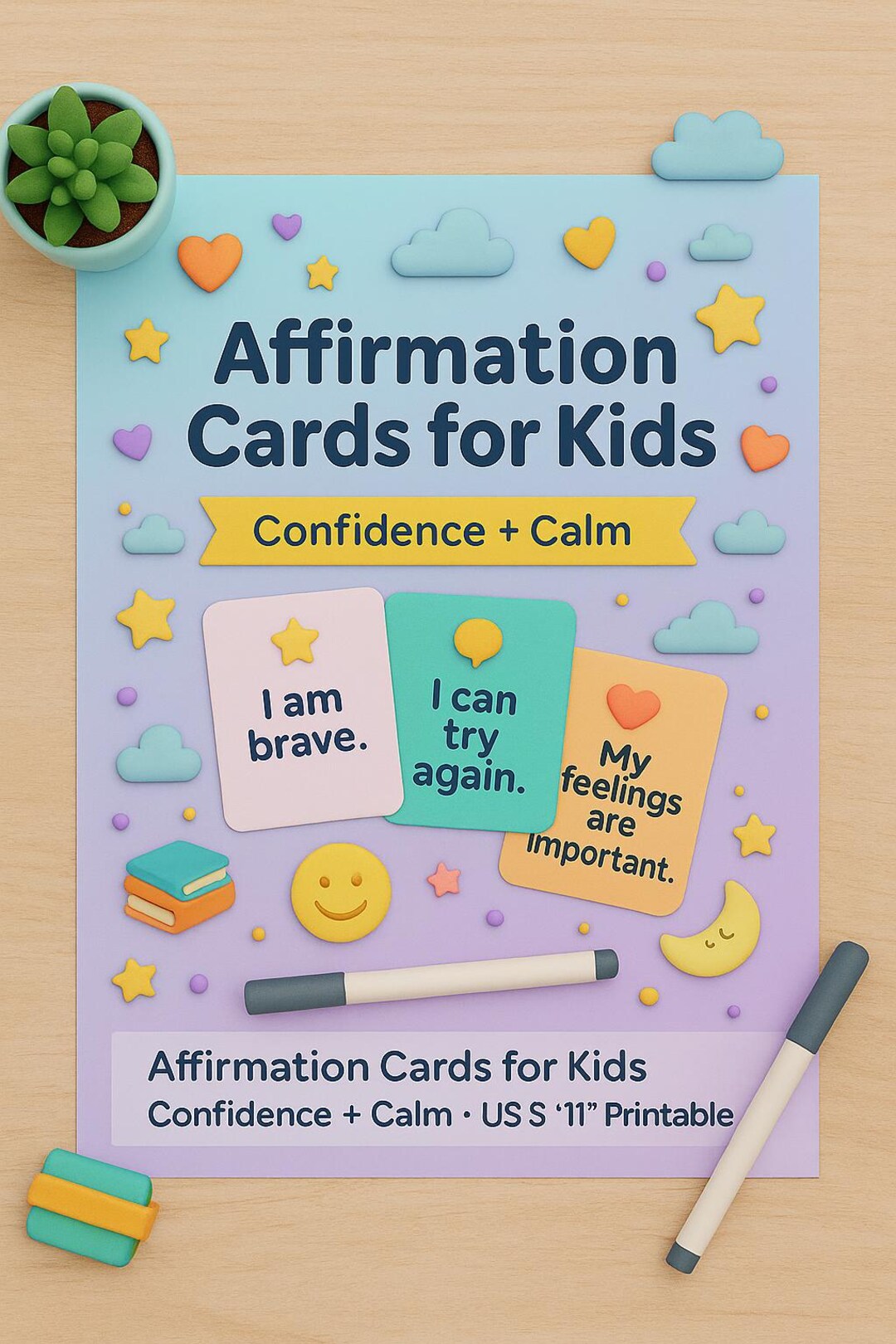 Affirmation Cards for Kids Printable | Confidence and Calm Coping Cards ...