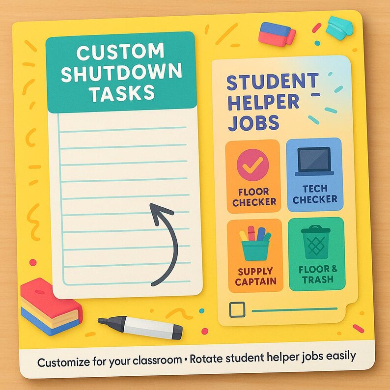 End-of-day Classroom Shutdown Checklist Set | Daily & Weekly Reset ...