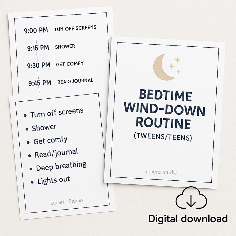 Bedtime Routine Chart for Teens Printable – Tween Night Wind Down ...