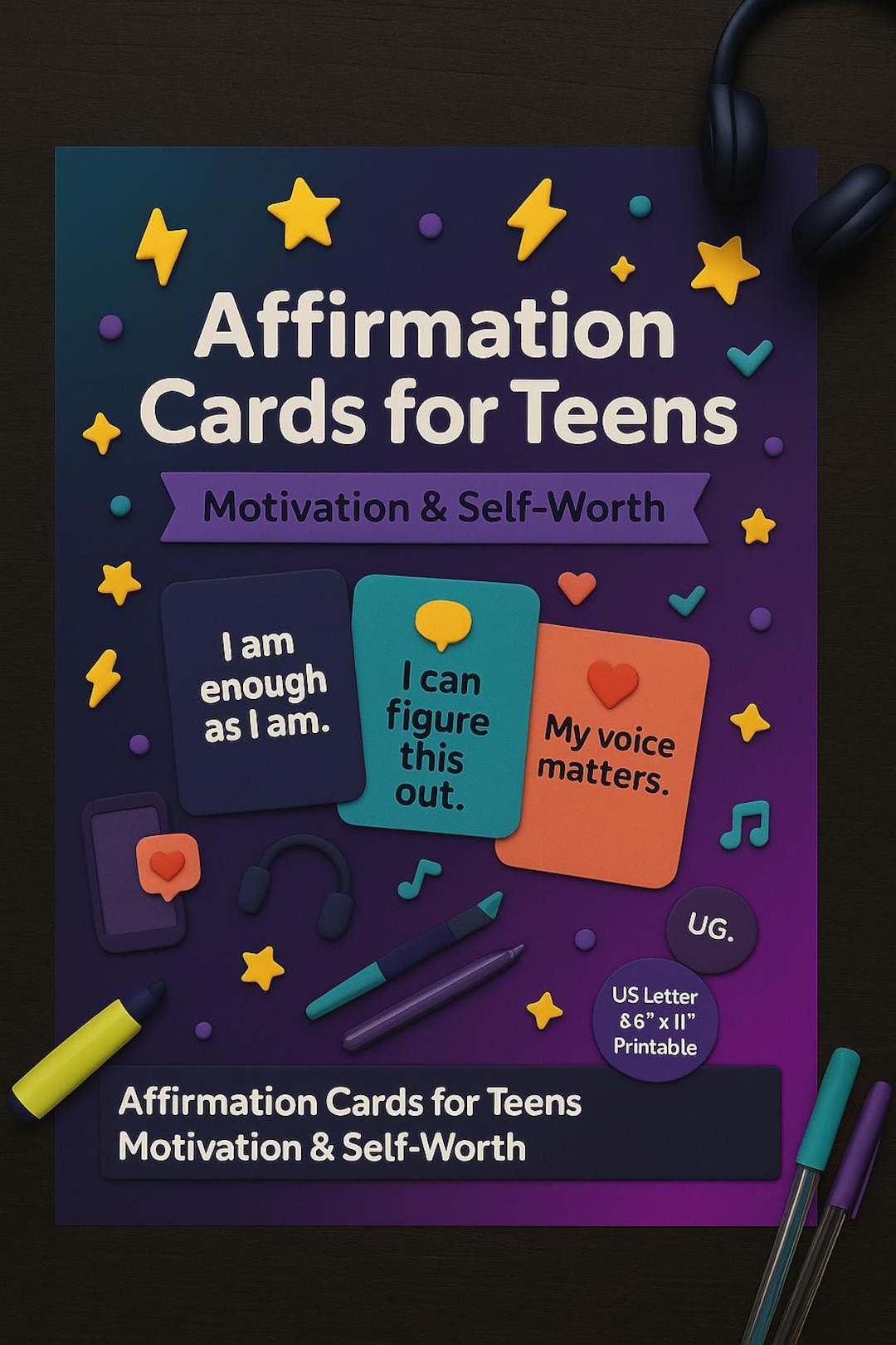 Affirmation Cards for Teens Printable | Motivation Self-worth Quotes ...