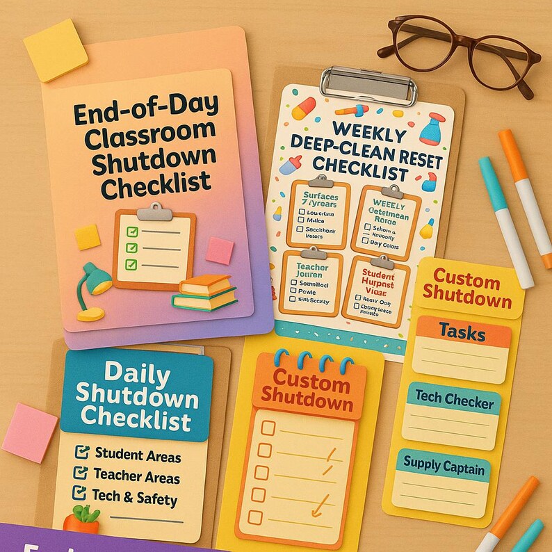 End-of-day Classroom Shutdown Checklist Set | Daily & Weekly Reset ...