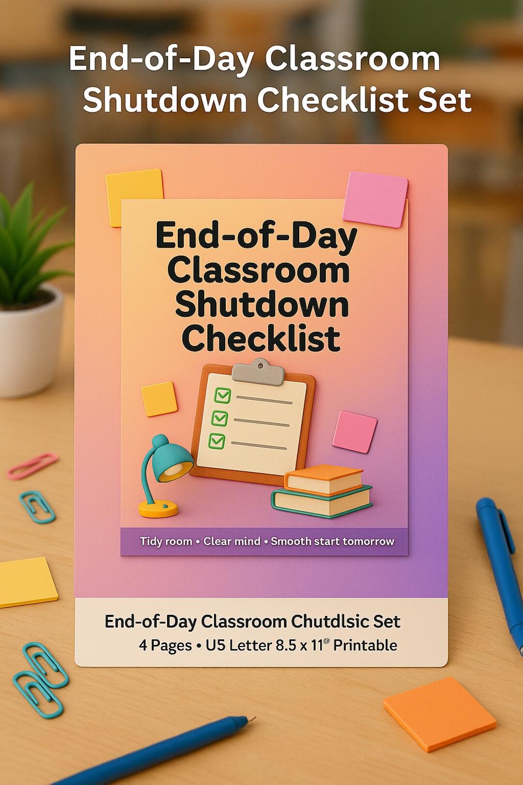 End-of-day Classroom Shutdown Checklist Set | Daily & Weekly Reset ...