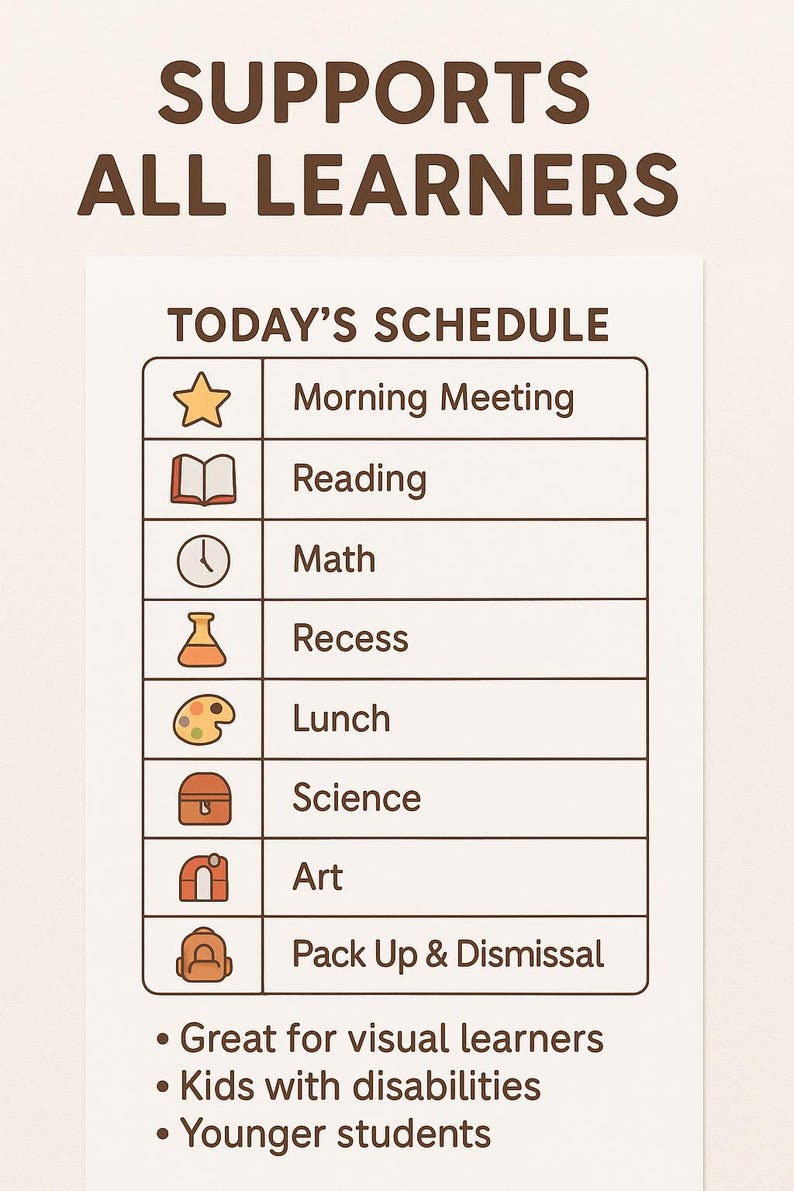 Classroom Visual Schedule for Kids | Editable School Day Routine Cards ...