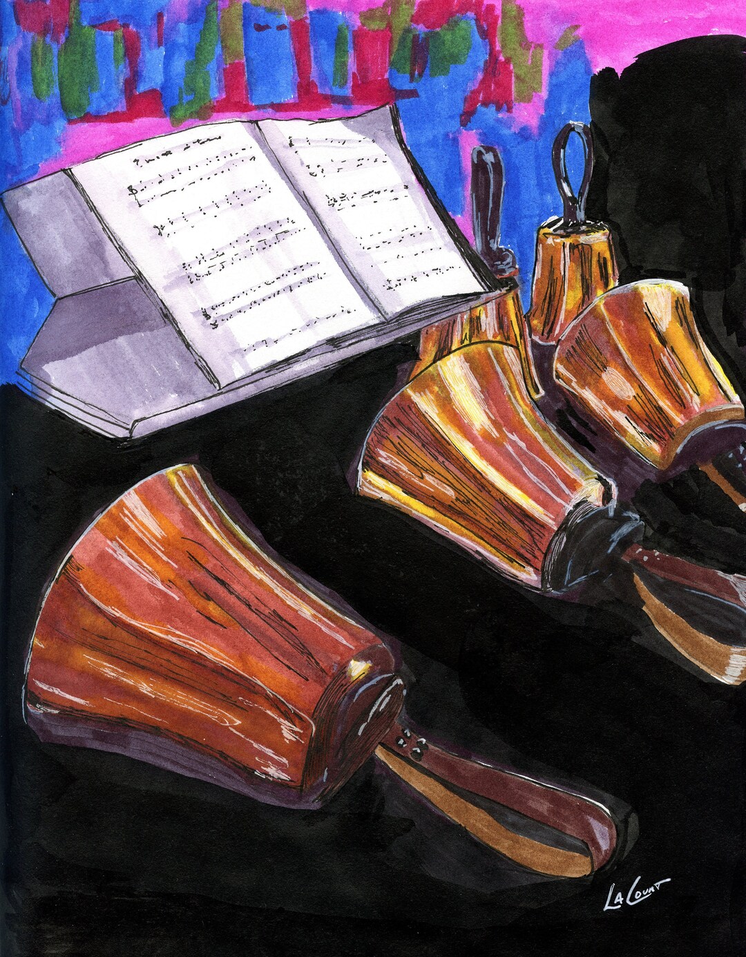 Handbells Print From the Watercolor by Lacount Anderson. Great Handbell ...