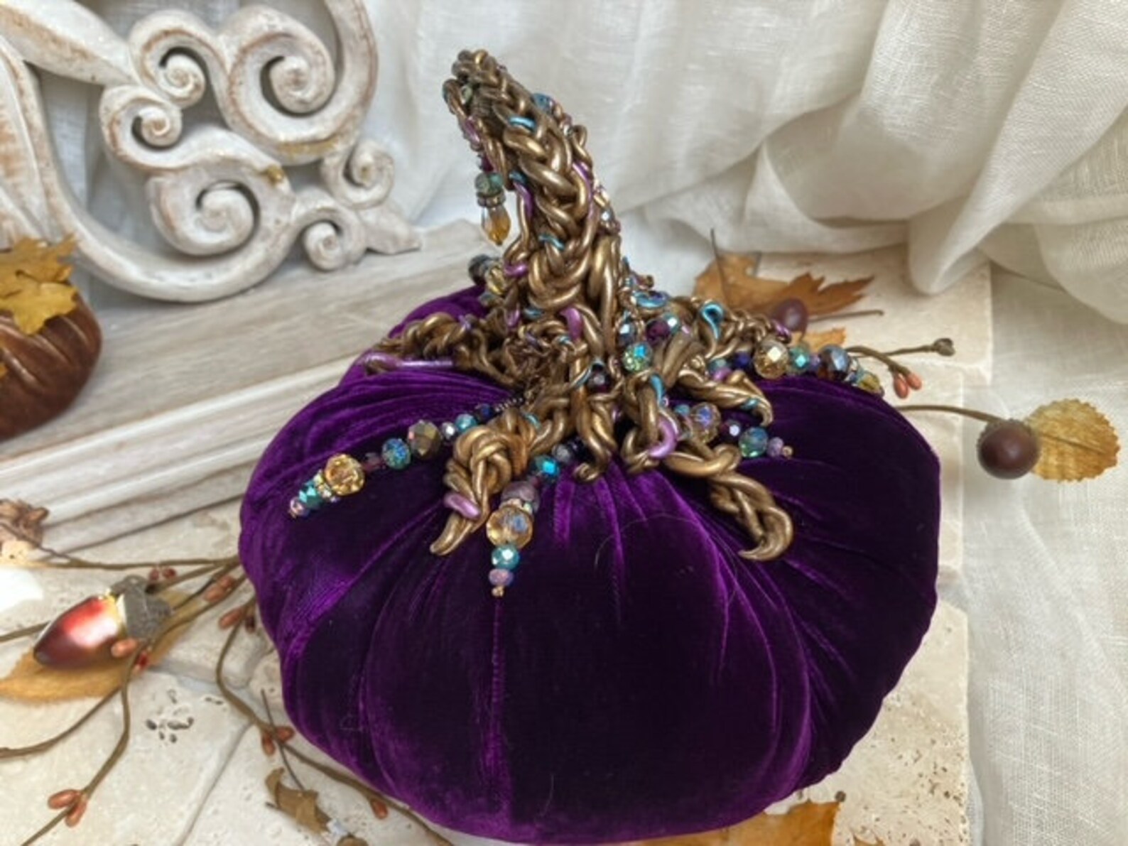 Velvet Pumpkin Silk Velvet Jeweled Fairy-tale Elvin Halloween Wedding ...