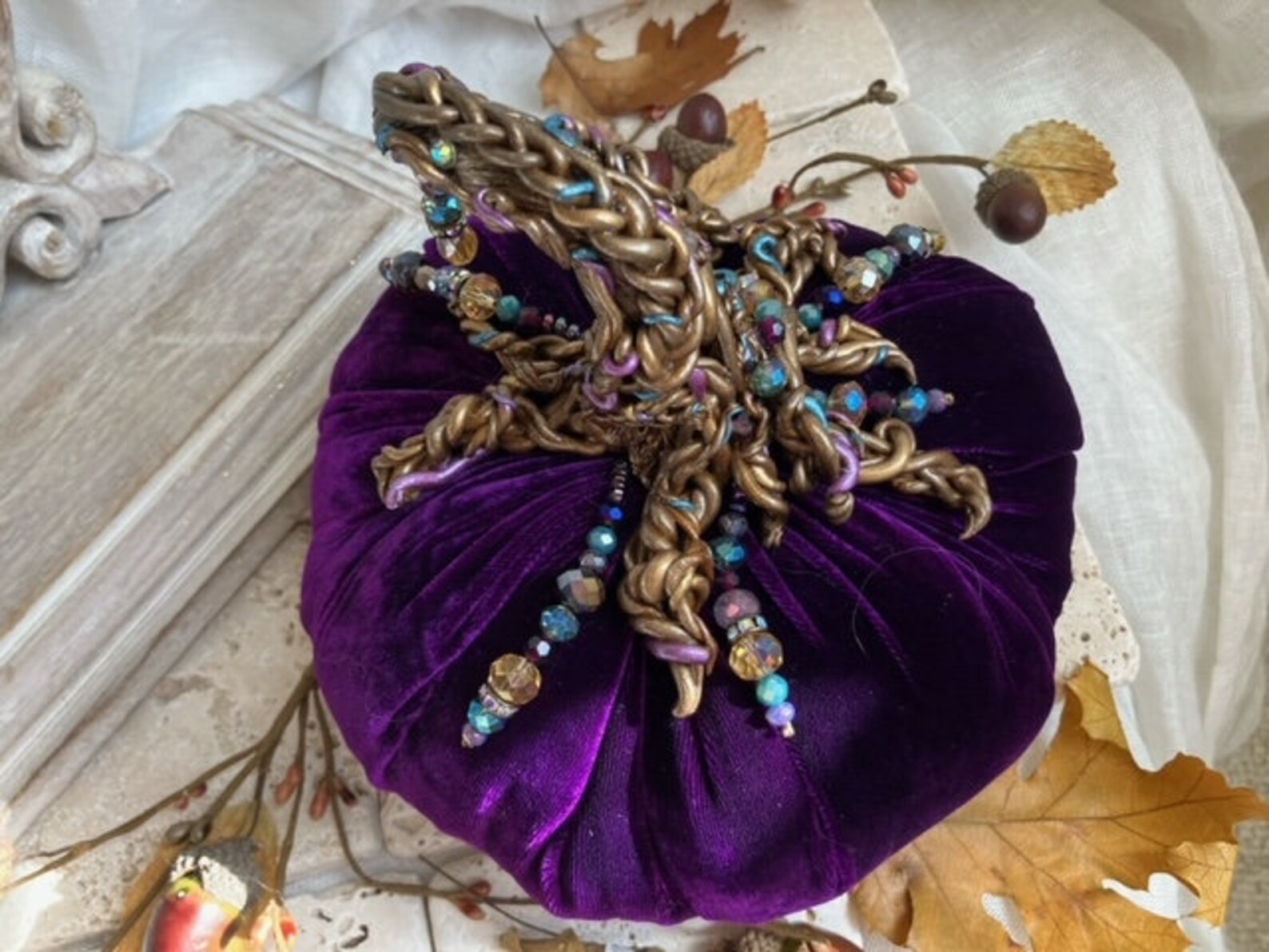 Velvet Pumpkin Silk Velvet Jeweled Fairy-tale Elvin Halloween Wedding ...