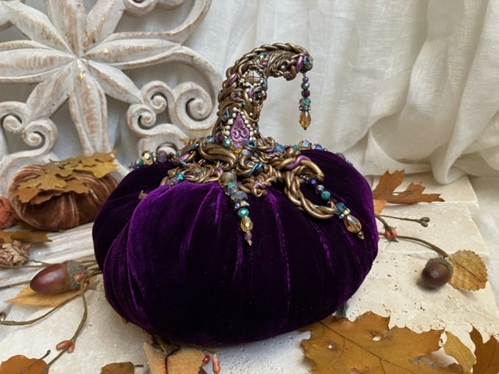 Velvet Pumpkin Silk Velvet Jeweled Fairy-tale Elvin Halloween Wedding ...