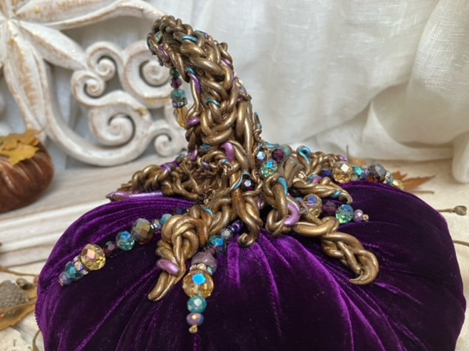 Velvet Pumpkin Silk Velvet Jeweled Fairy-tale Elvin Halloween Wedding ...