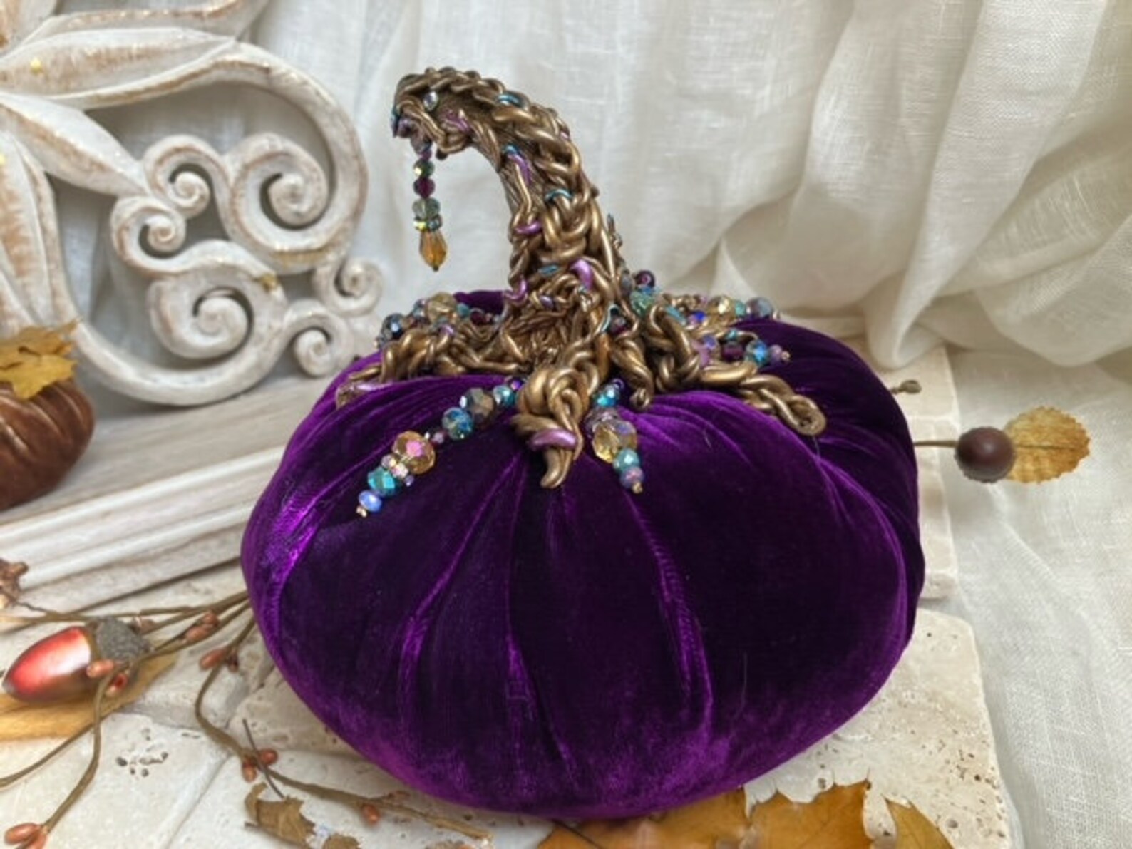Velvet Pumpkin Silk Velvet Jeweled Fairy-tale Elvin Halloween Wedding ...