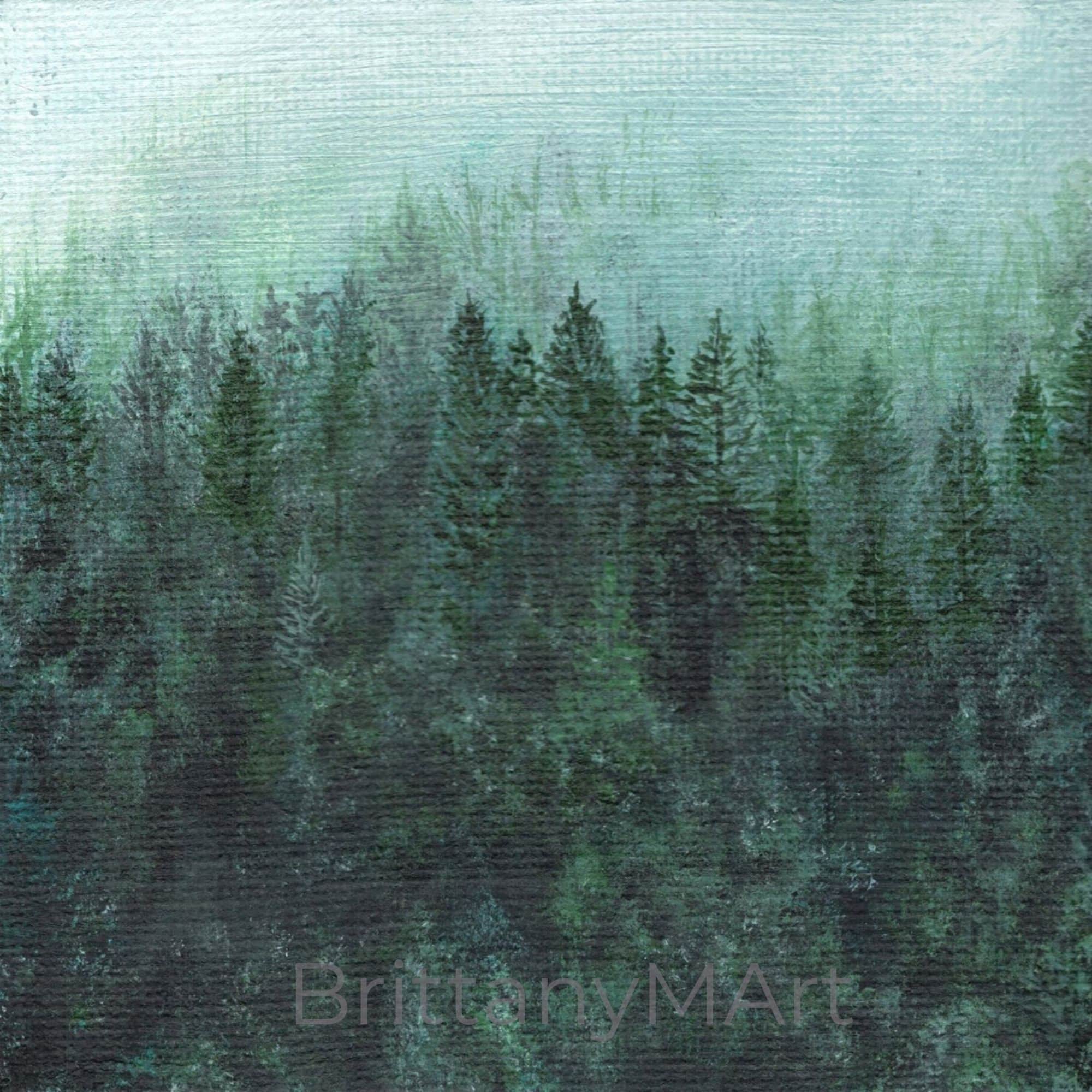 Miniature Forest Print, Tiny Art Prints, Forest Art Print, Landscape ...
