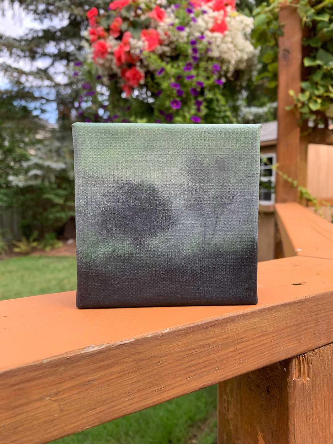 Original Acrylic Painting, Mini 4x4 Painting, Forest Painting, Original ...