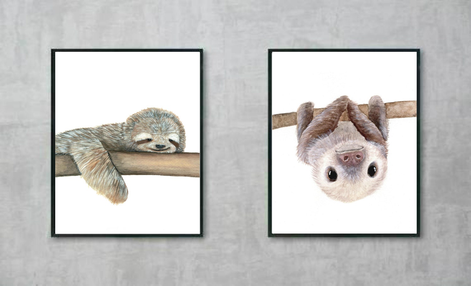 Sloth Nursery Print Set, Set of 2 Sloth Prints, Sloth Nursery Art ...