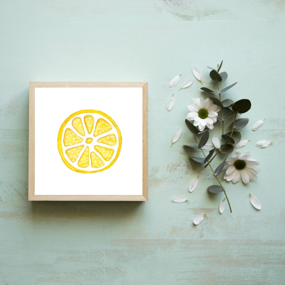 Miniature Lemon Art Print, Tiny Art Prints, Kitchen Art Prints, Small ...