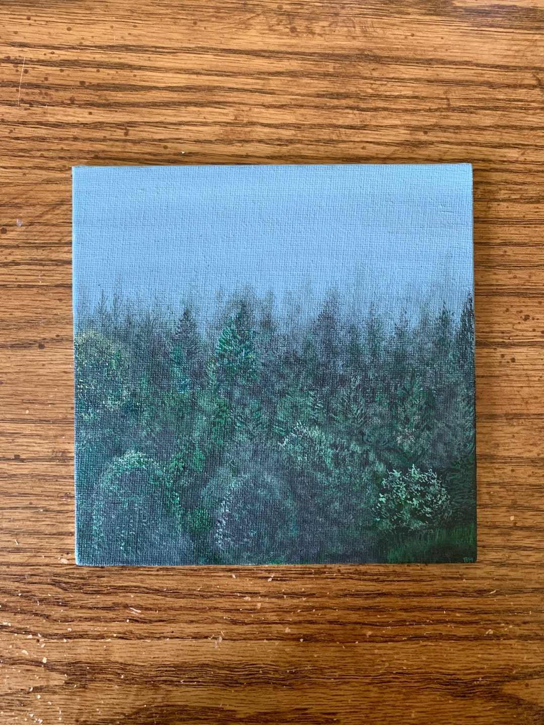 Miniature Forest Painting, 6x6 Canvas Painting, Forest Nature Art ...