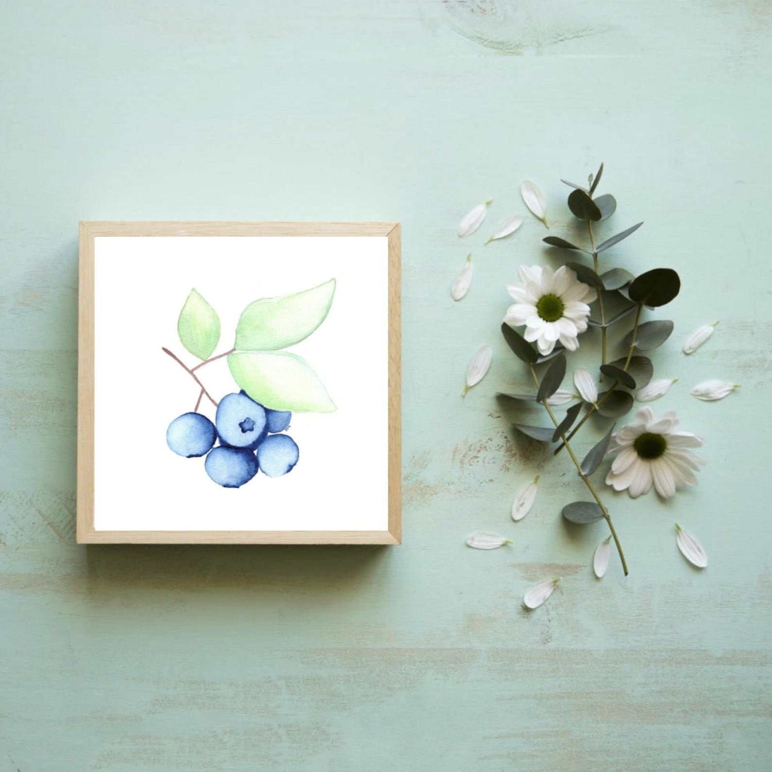 Small Art Prints, Blueberry Art Print, Tiny Art, Blueberry Painting ...
