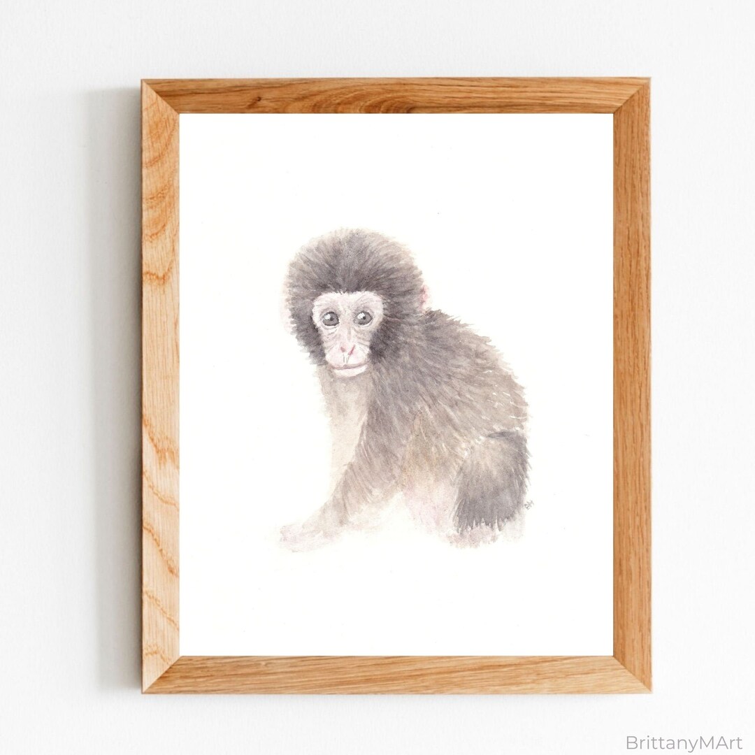 Baby Monkey Print, Safari Nursery Animal Art, Baby Animal Nursery Print ...