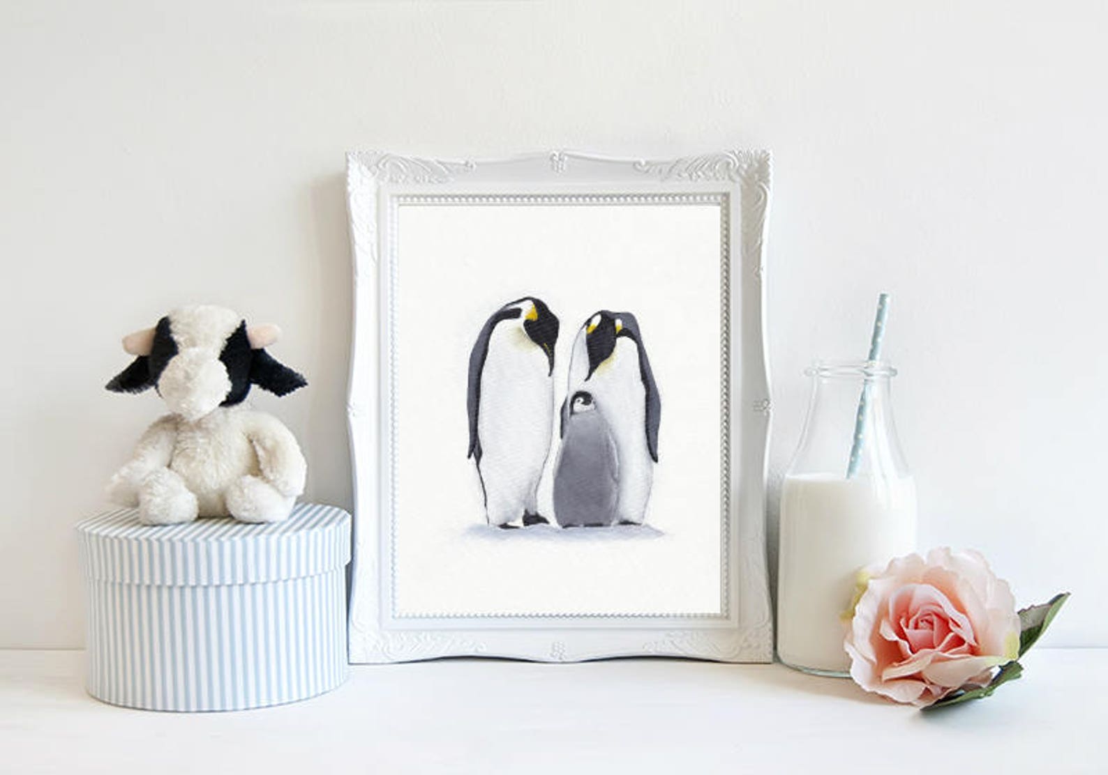 Penguin Nursery Art, Kids Room Decor, Penguin Family Art, Penguin ...