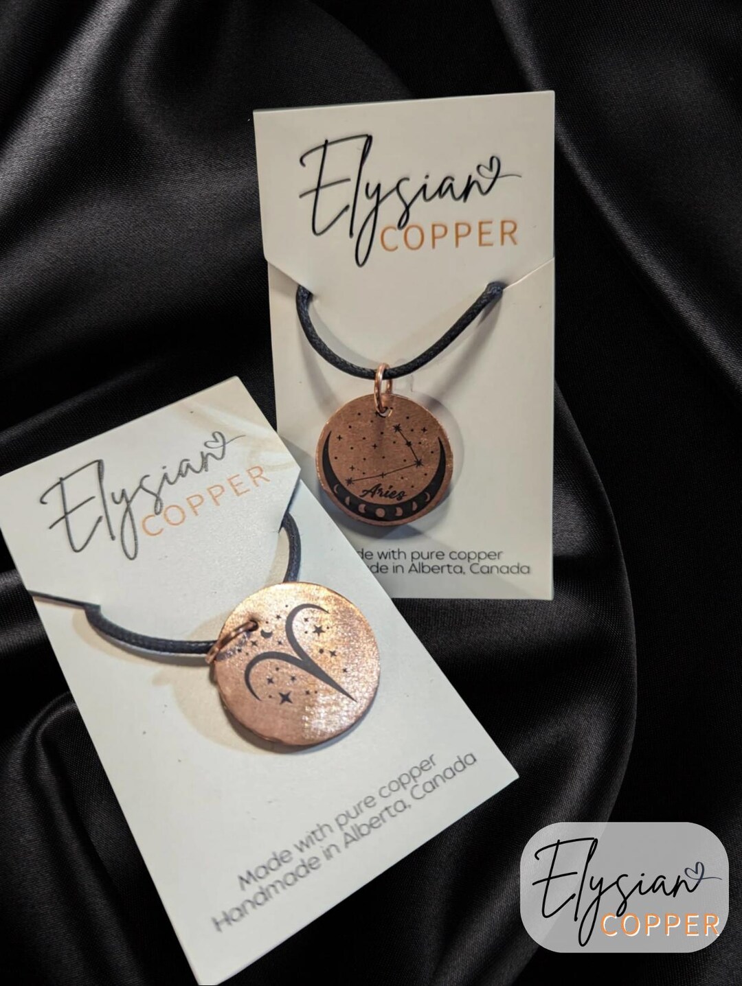 Zodiac Moon Phase Constellation Copper Necklace, Double Sided Laser ...