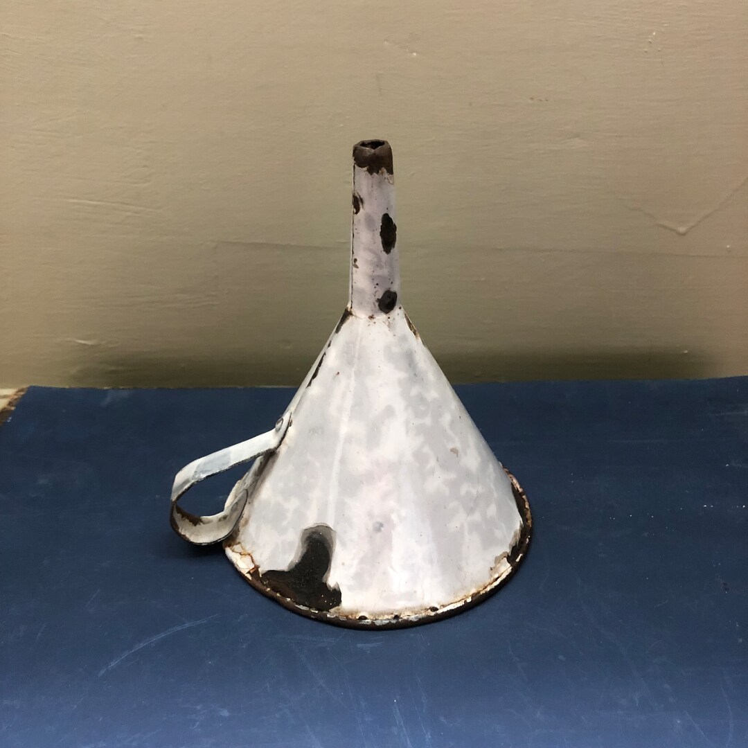 French Vintage Enamel Funnel - Vintage French Enamel Funnel - Marbled ...