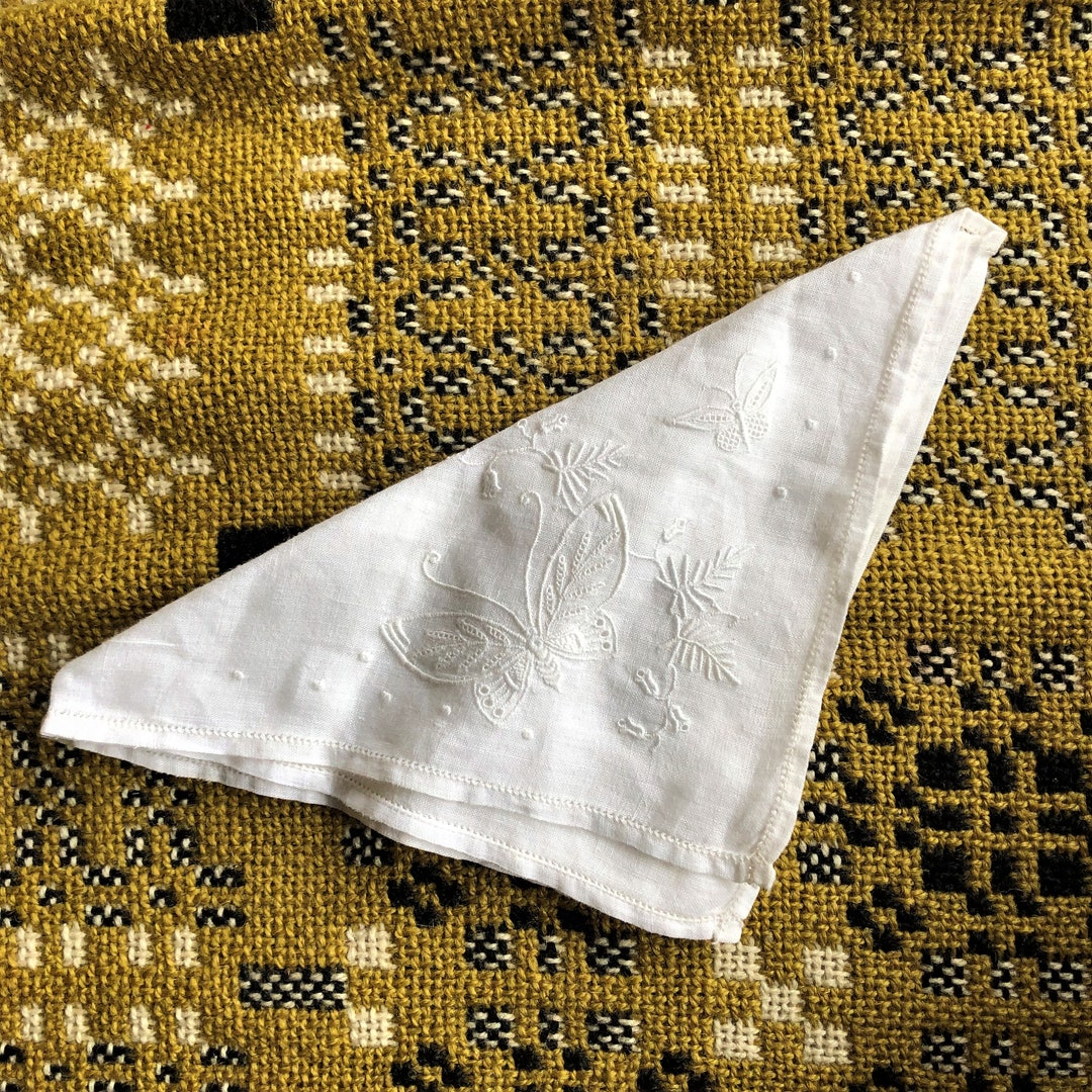 Embroidered Butterfly Handkerchief - Hand Embroidered Handkerchief ...