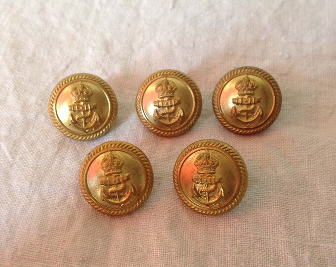 Five Royal Navy Buttons Second World War Buttons Wartime Buttons Naval ...