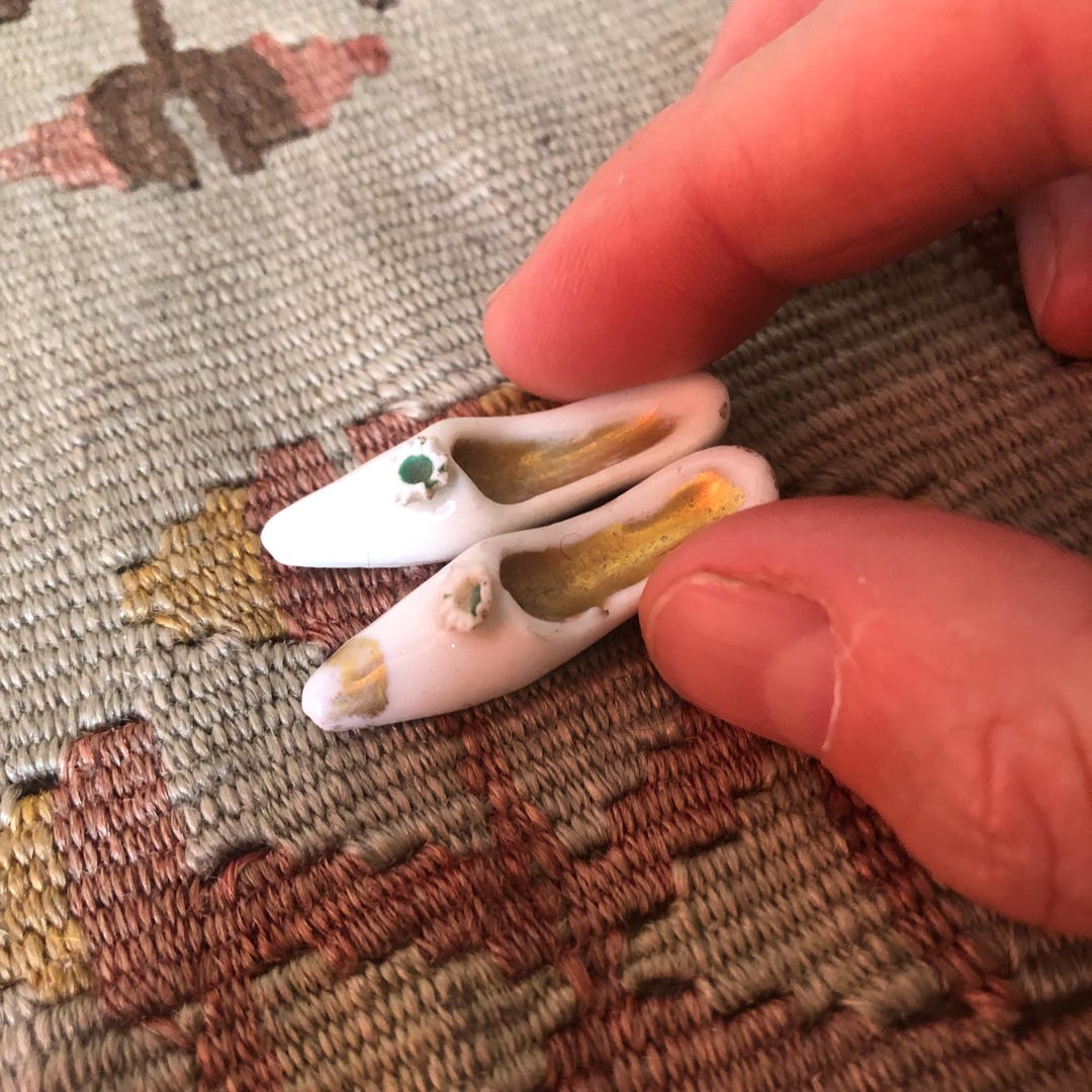 Tiny Pair of Shoes - Vintage China Shoes - Miniature Shoes - Decorative ...