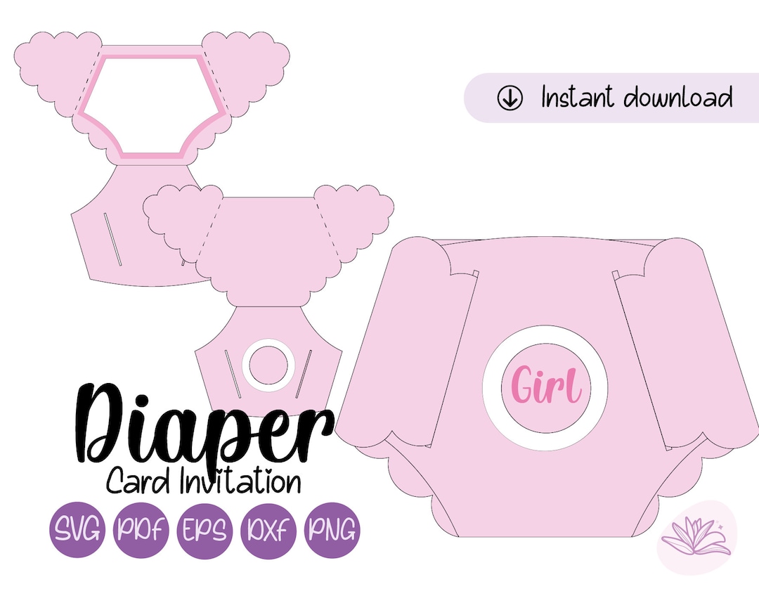 Baby Shower Diaper Template - Files for Cricut and Silhouette Cameo ...