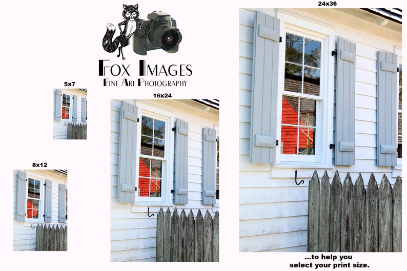 White Cottage, Picket Fence, Window, Reflection, Red Barn, Fine Art ...