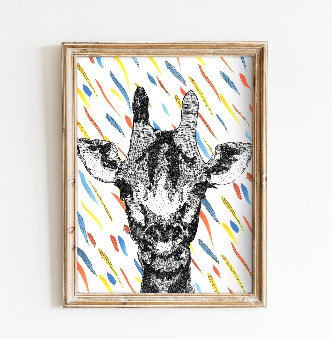 Giraffe Print // Hand-drawn Giraffe // Giraffe Line Drawing // Digital ...
