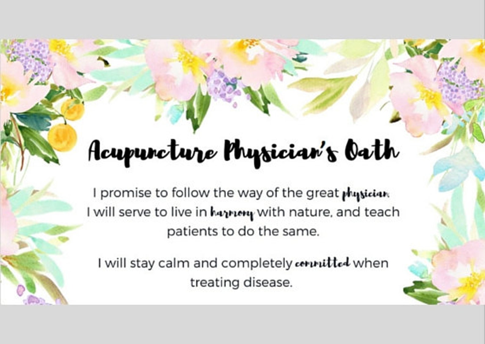 Acupuncture Physician's Oath by Sun Simiao Printable Art for Your ...