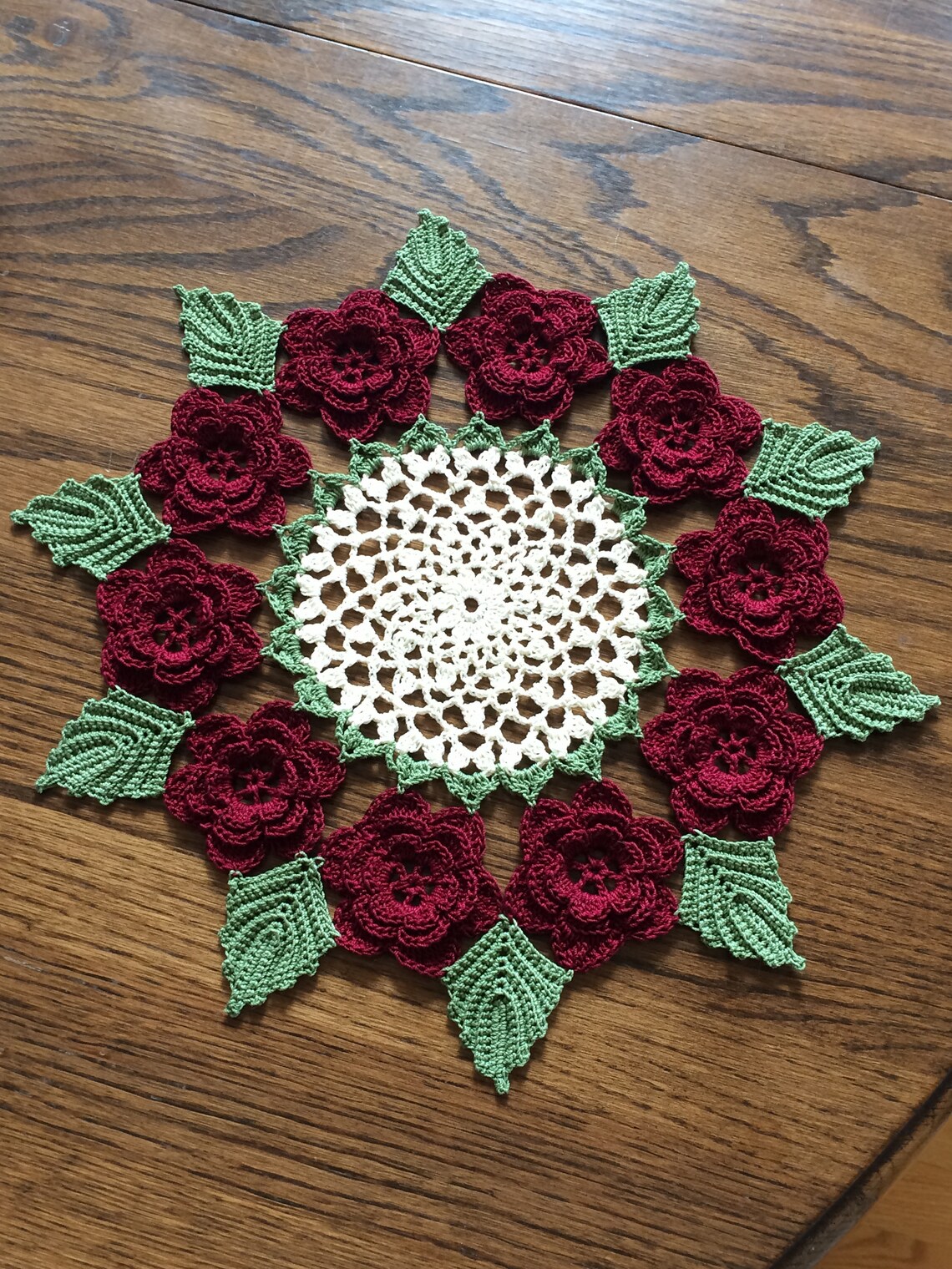 Handmade Crochet Rose Doily: 12 Inch Floral Centerpiece - Etsy