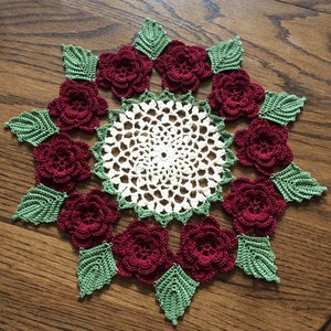 Handmade Crochet Rose Doily: 12 Inch Floral Centerpiece - Etsy