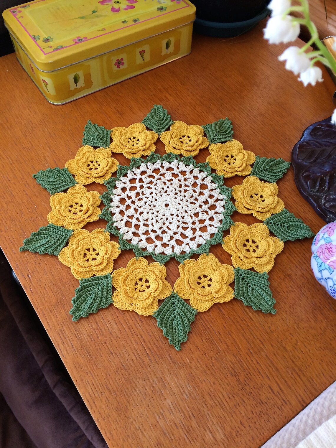 Crochet Doily Made to Order Doily Yellow Rose Doily Crochet - Etsy