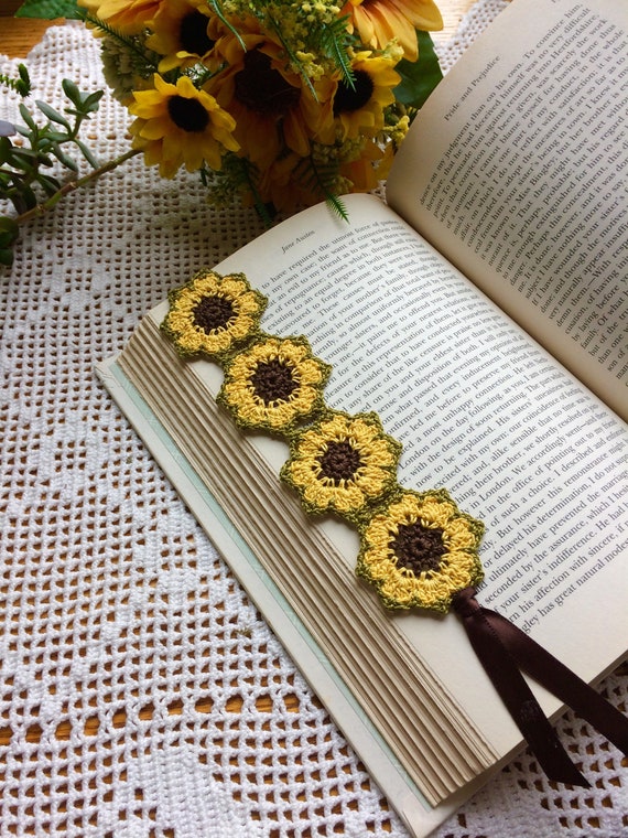 Crochet Bookmark Sunflower Bookmark Bookmark for Mom Flower - Etsy