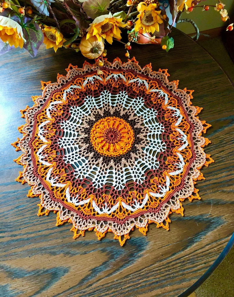 Crochet Fall Colors Doily: Handmade Cotton Table Centerpiece - Etsy