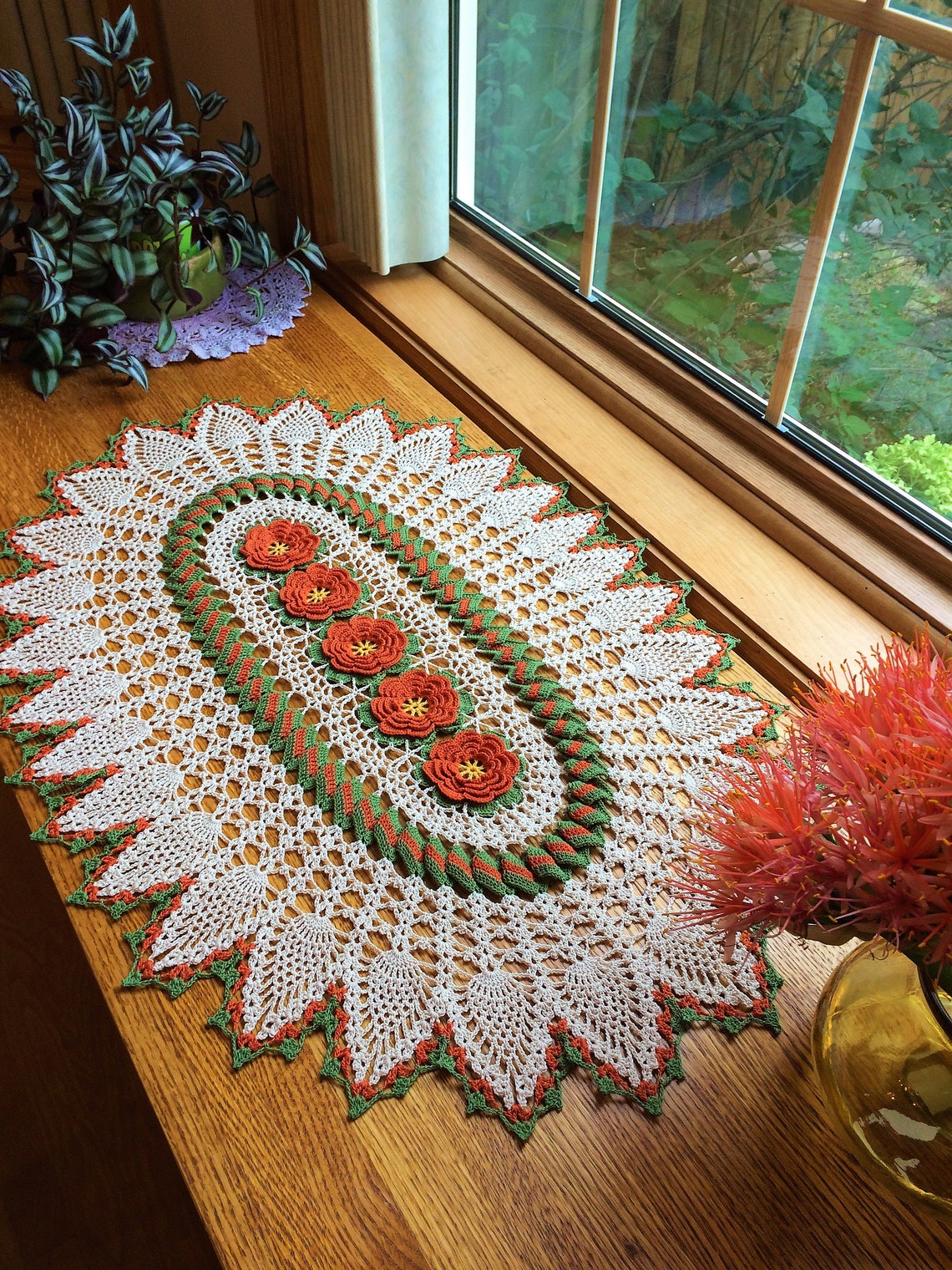 Crochet Oval Doily Free Domestic Shipping Oval Doily Fall | Etsy