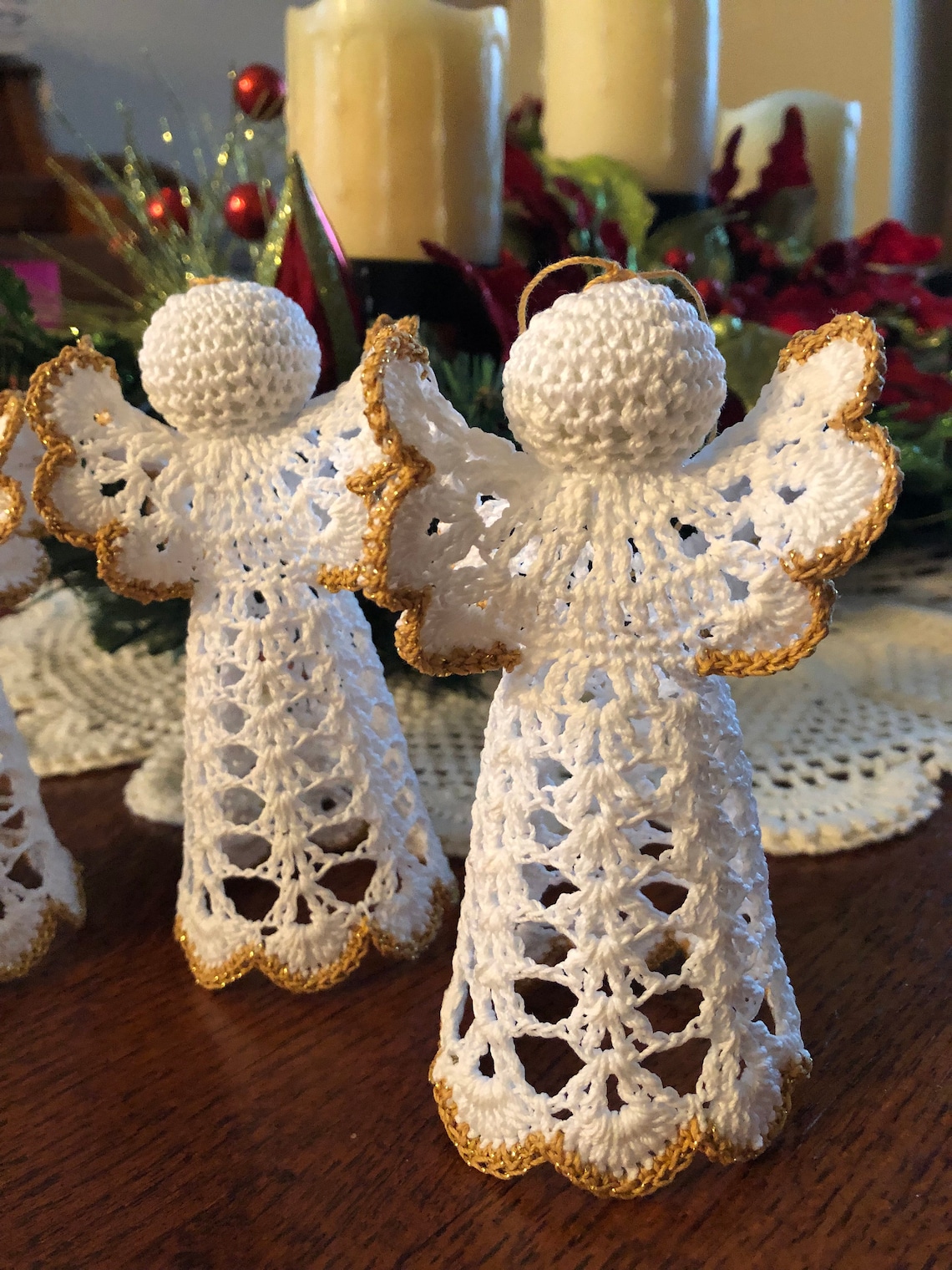 Crochet Angels Handmade Angels Set of 4 Angels Holiday Home | Etsy