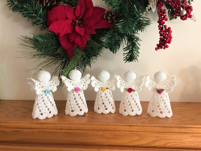 Crochet Angels Set of 5 Angels Crochet White Angels - Etsy