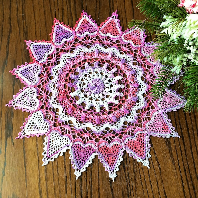 Crochet Heart Doily - Etsy