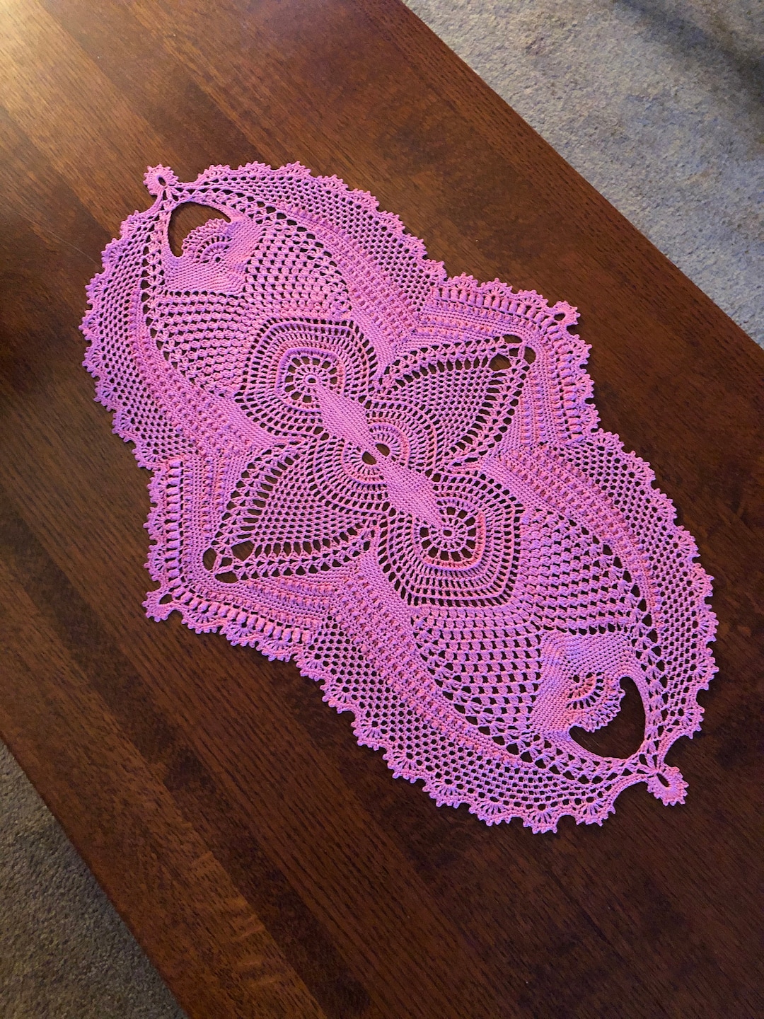 Crochet Oval Doily; Made to Order; Oval Doily in Burgundy Color; Oval ...