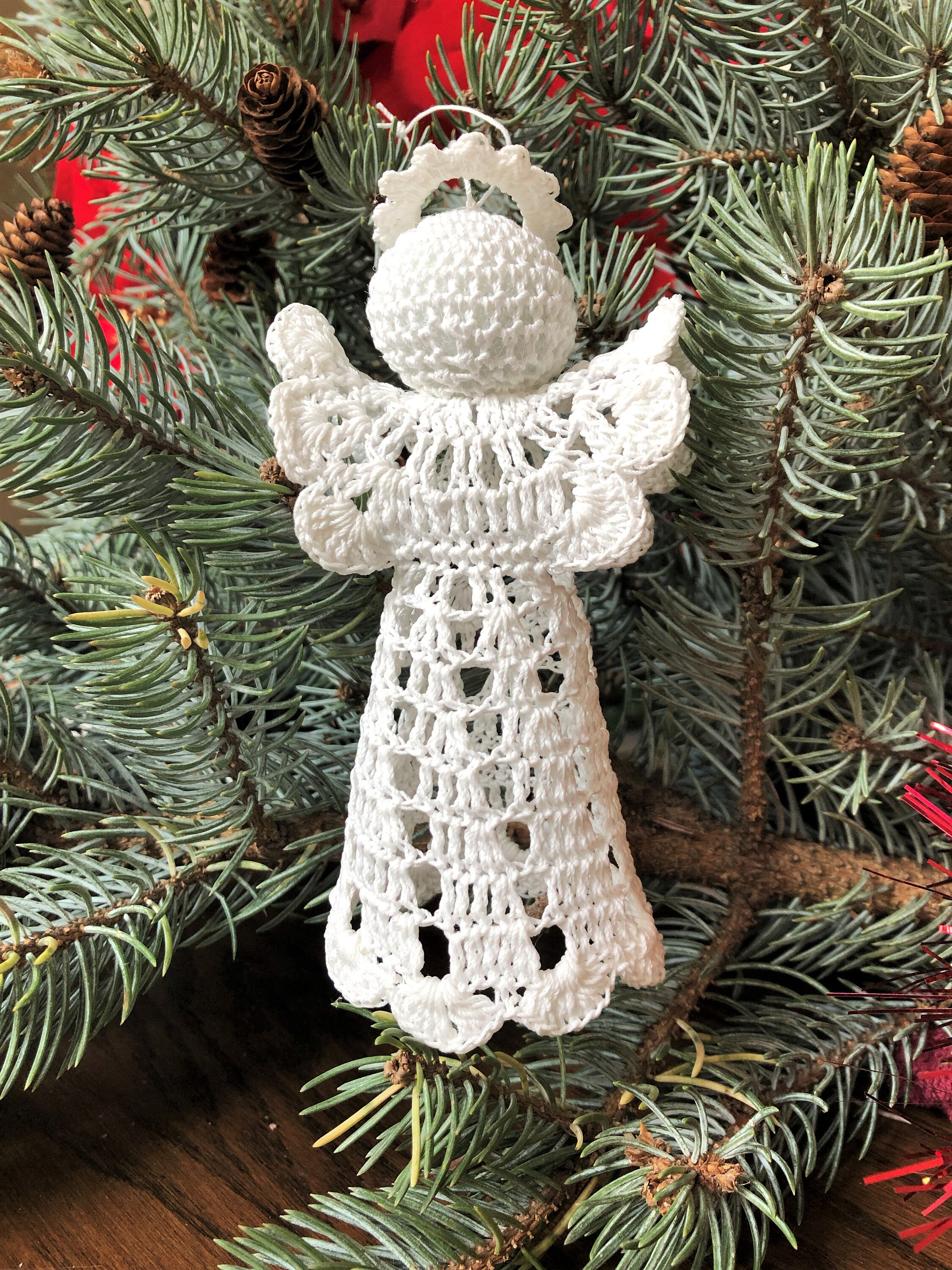 Crochet Christmas Angel Ornaments - Set of 4 White Cotton Angels - Etsy