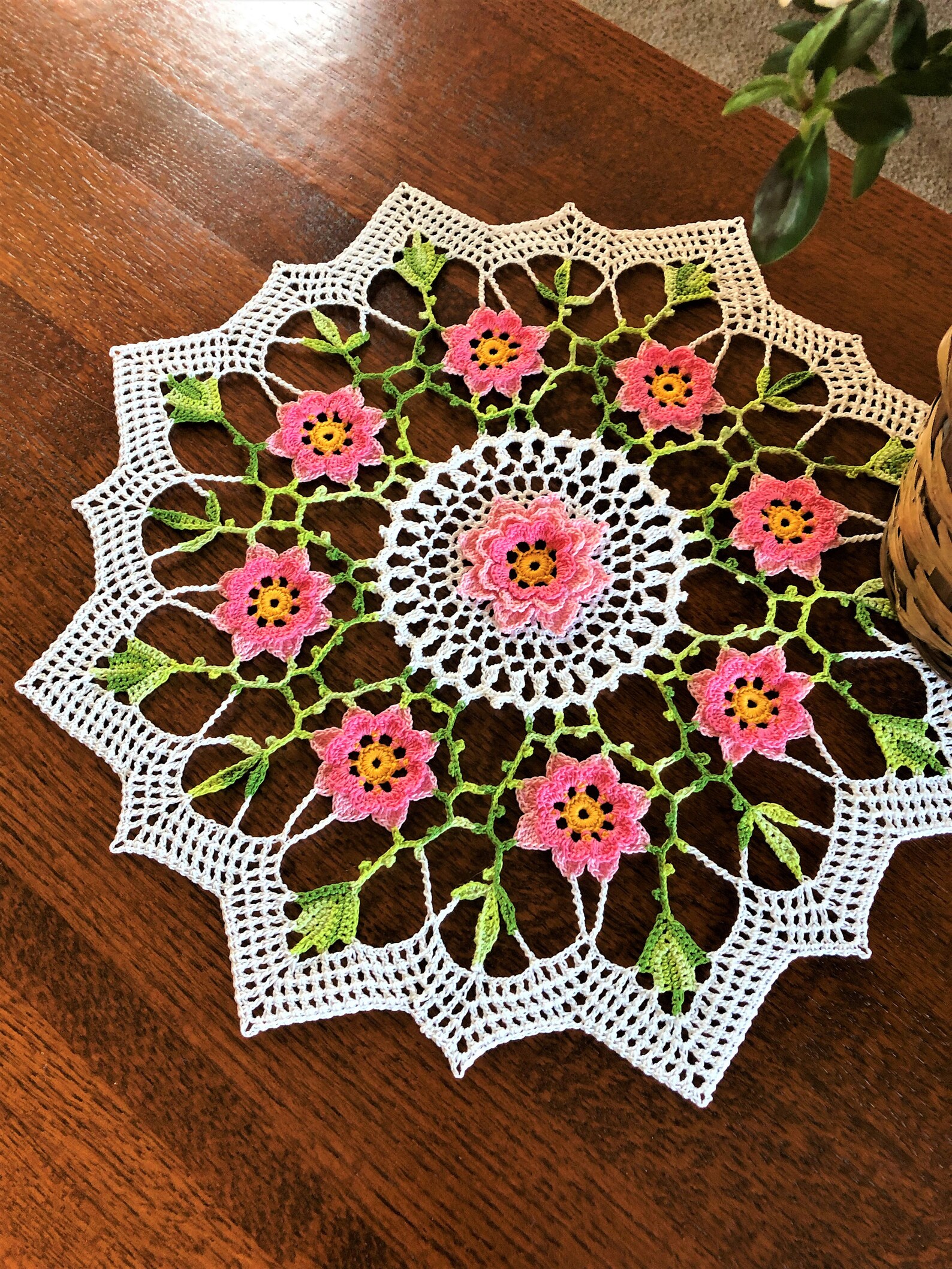 Crochet Doily Crochet Flower Doily 18 Inches Round Doily | Etsy