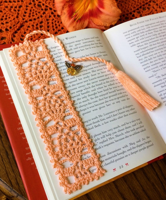 Crochet Bookmark Bookmarks with Angel Charm Book Club | Etsy