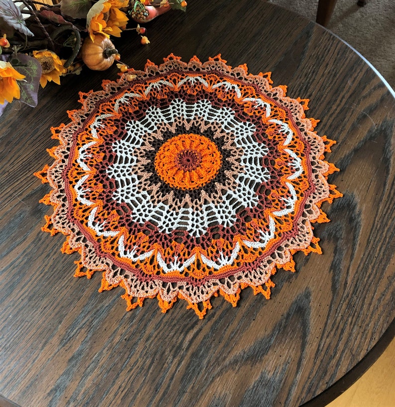 Crochet Fall Colors Doily: Handmade Cotton Table Centerpiece - Etsy