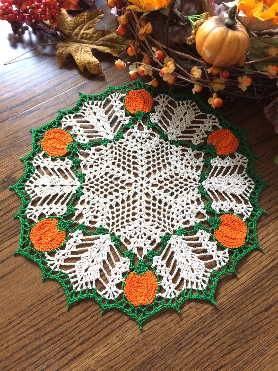 Crochet Pumpkin Doily: Fall Home Decor, 13 Inch Round - Etsy