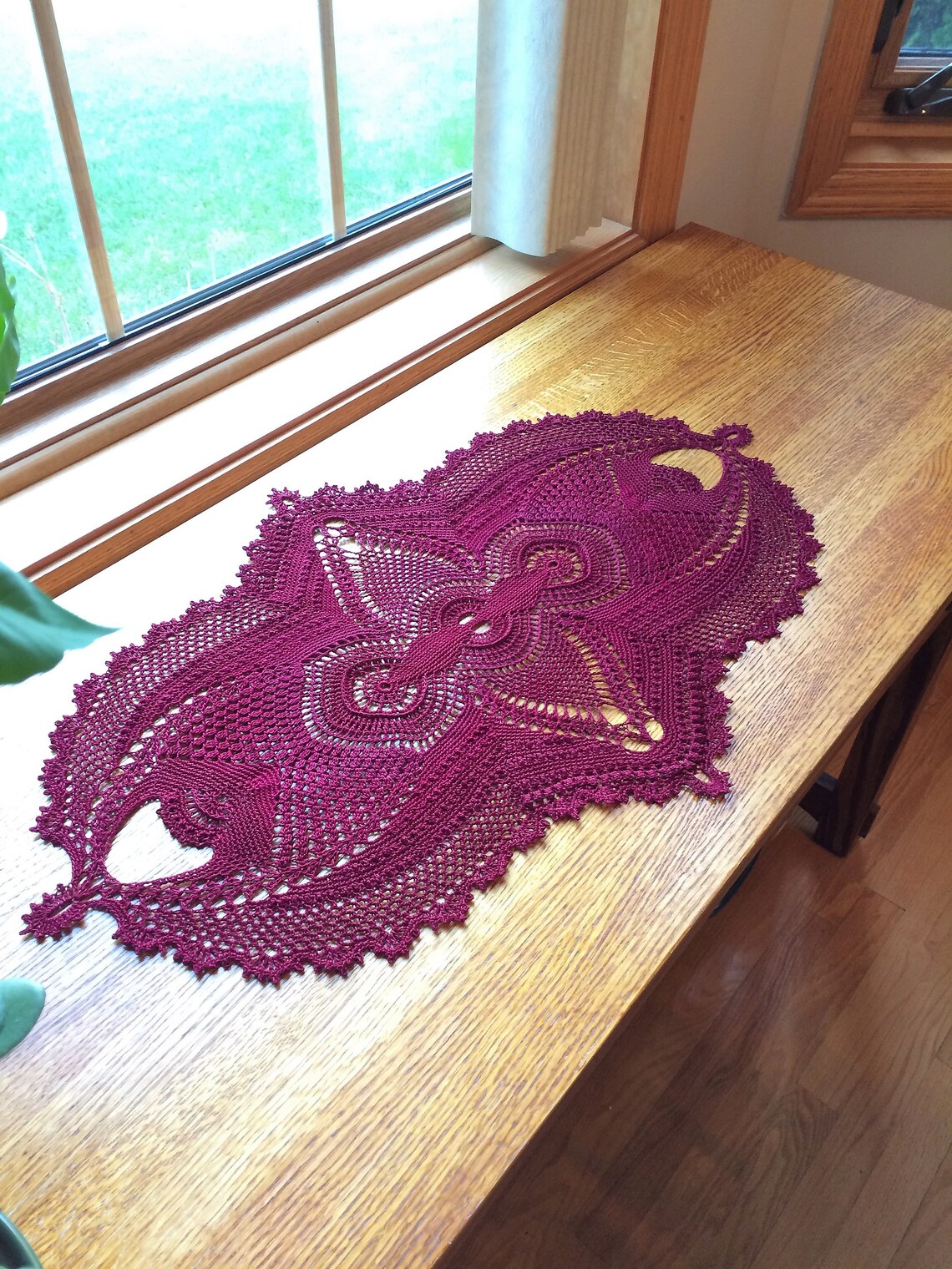 Crochet Oval Doily Made to Order Oval Doily in Burgundy | Etsy