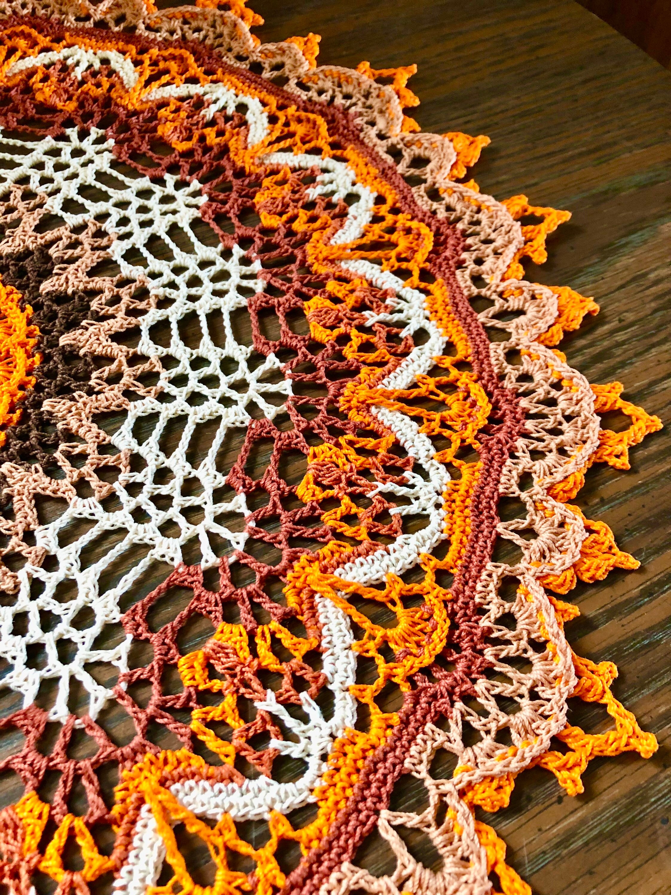 Crochet Fall Colors Doily: Handmade Cotton Table Centerpiece - Etsy