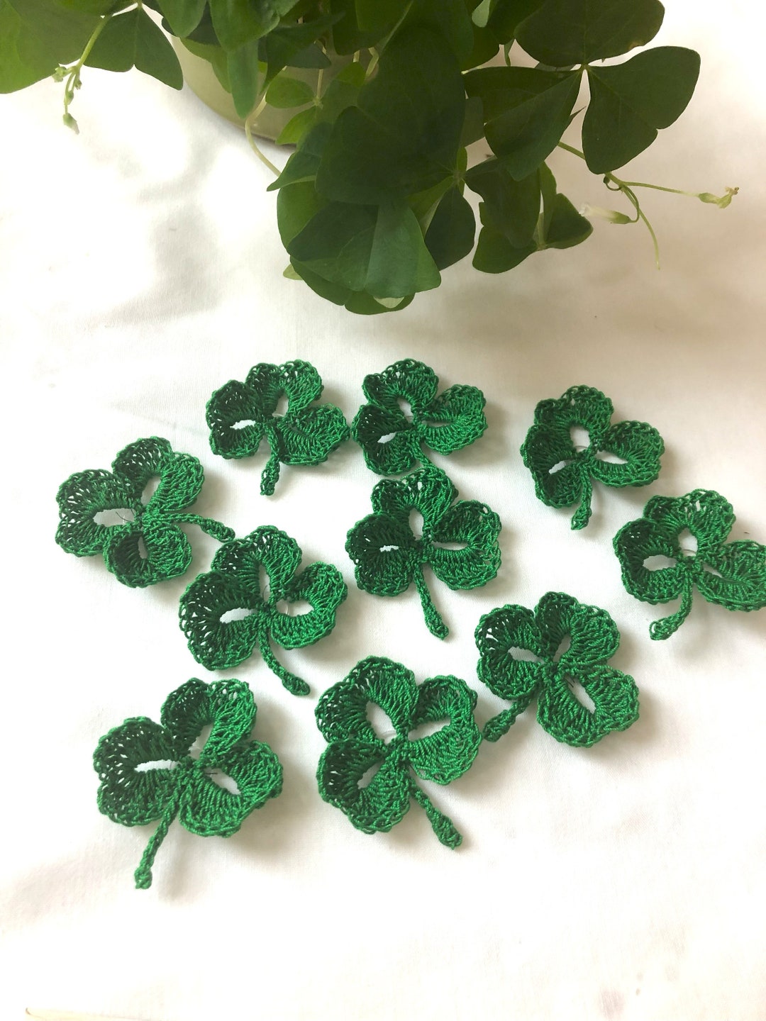 Crochet Shamrock Motifs, 10 Shamrock Motifs, Crochet Shamrocks ...