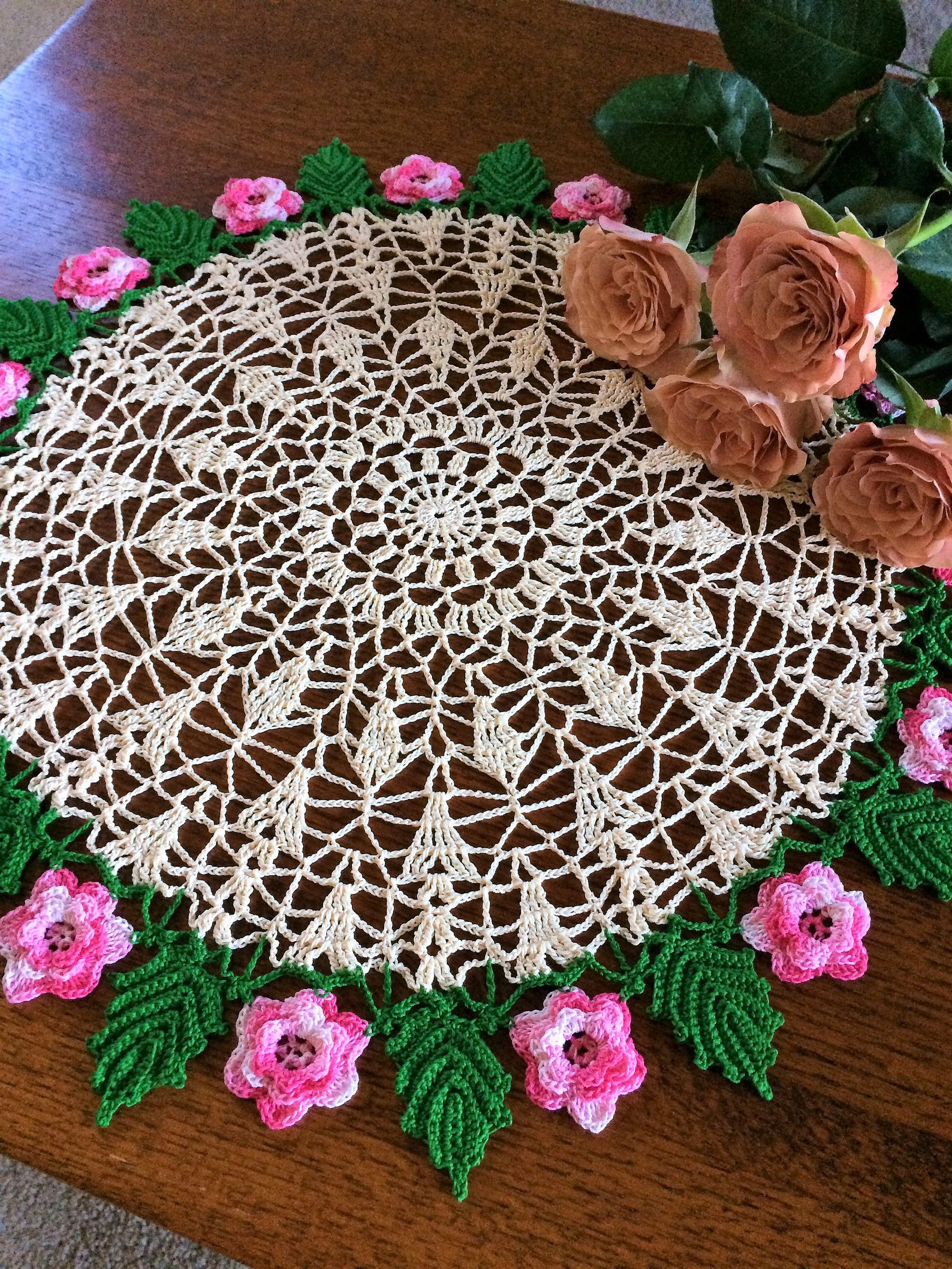 Crochet Doily Made to Order Doily Crochet Pink Rose Doily - Etsy