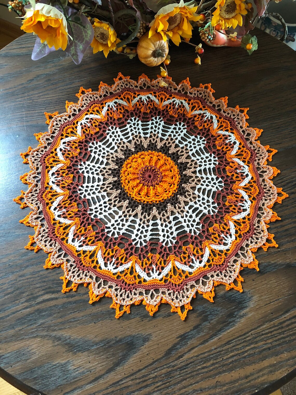 Crochet Fall Colors Doily: Handmade Cotton Table Centerpiece - Etsy